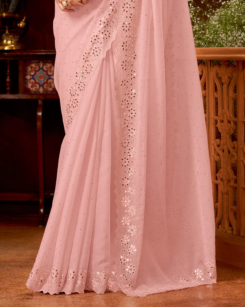Mirror work chiffon saree store